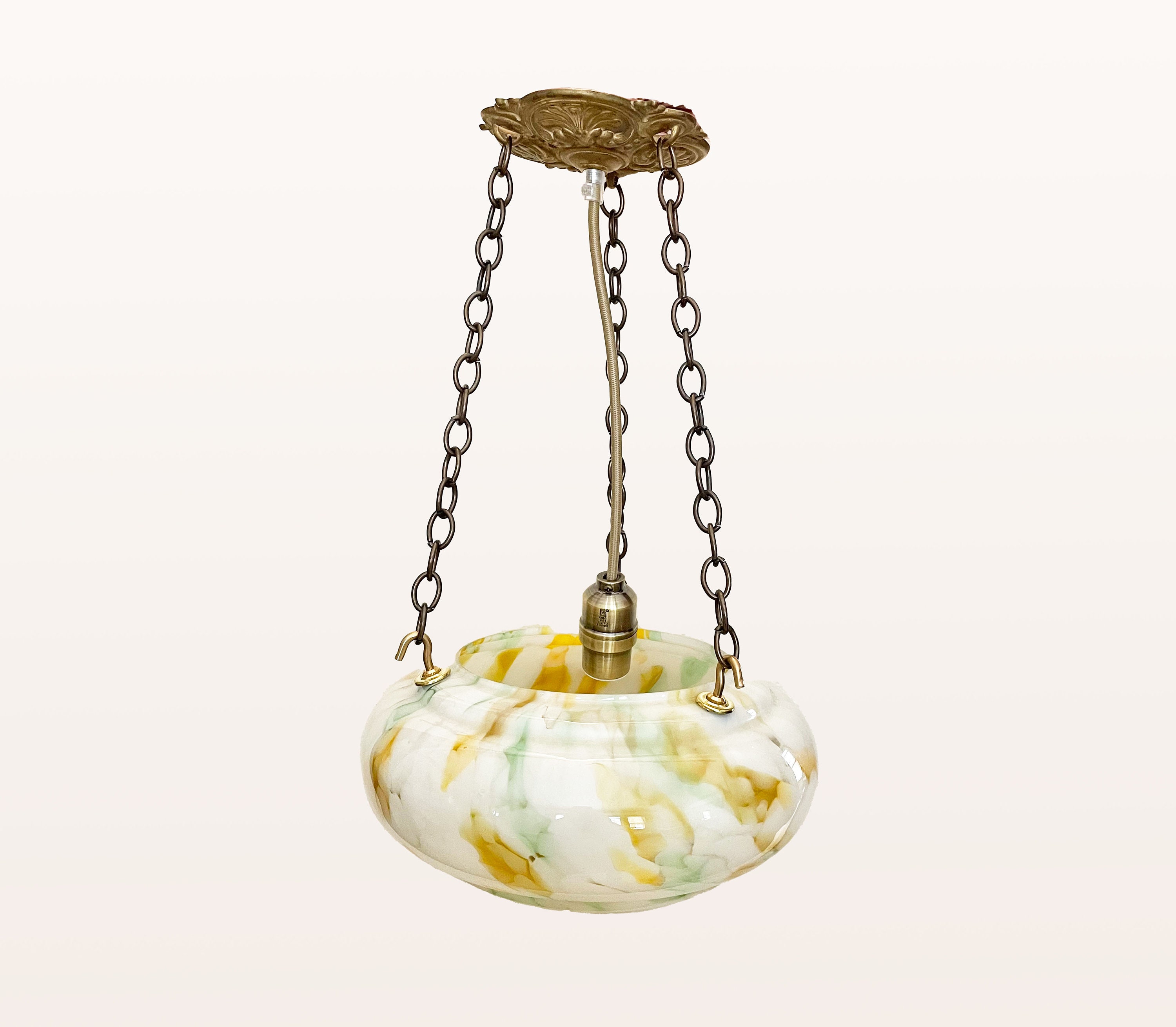 Lighting Fixtures Early 1900's Large Bellova Floral Pendant Ceiling ...