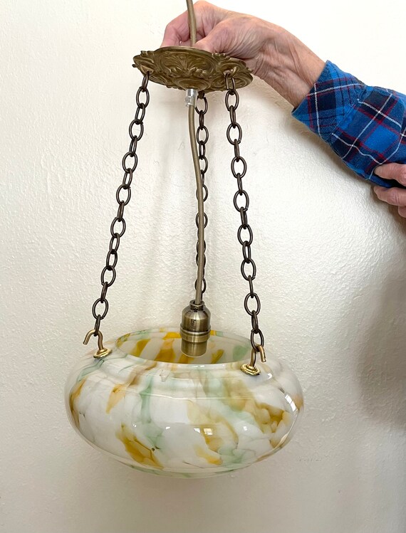 Lighting Fixtures Early 1900's Large Bellova Floral Pendant Ceiling ...