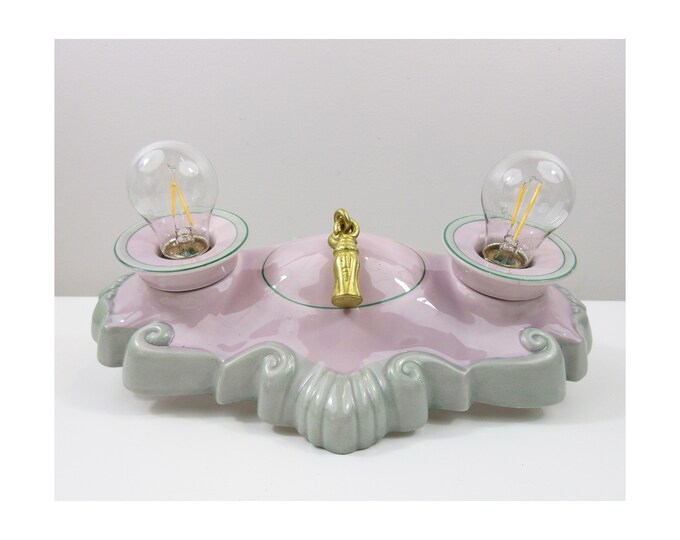 Refurbished Porcelier Dual Bulb Flush Mount Light Fixture -lavender ...