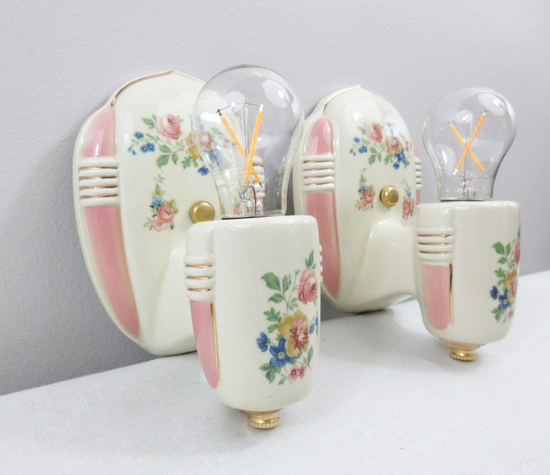 Refurbished Art Deco Porcelain Ivory Wall Sconce Pair - Etsy