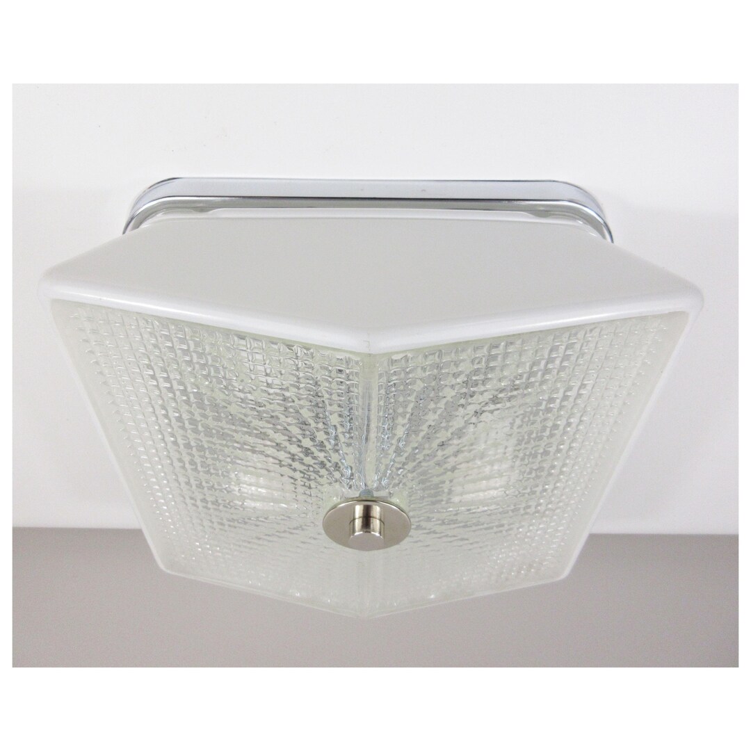 Refurbished Vintage Utilitarian Light Mid Century Flush Mount Ceiling ...