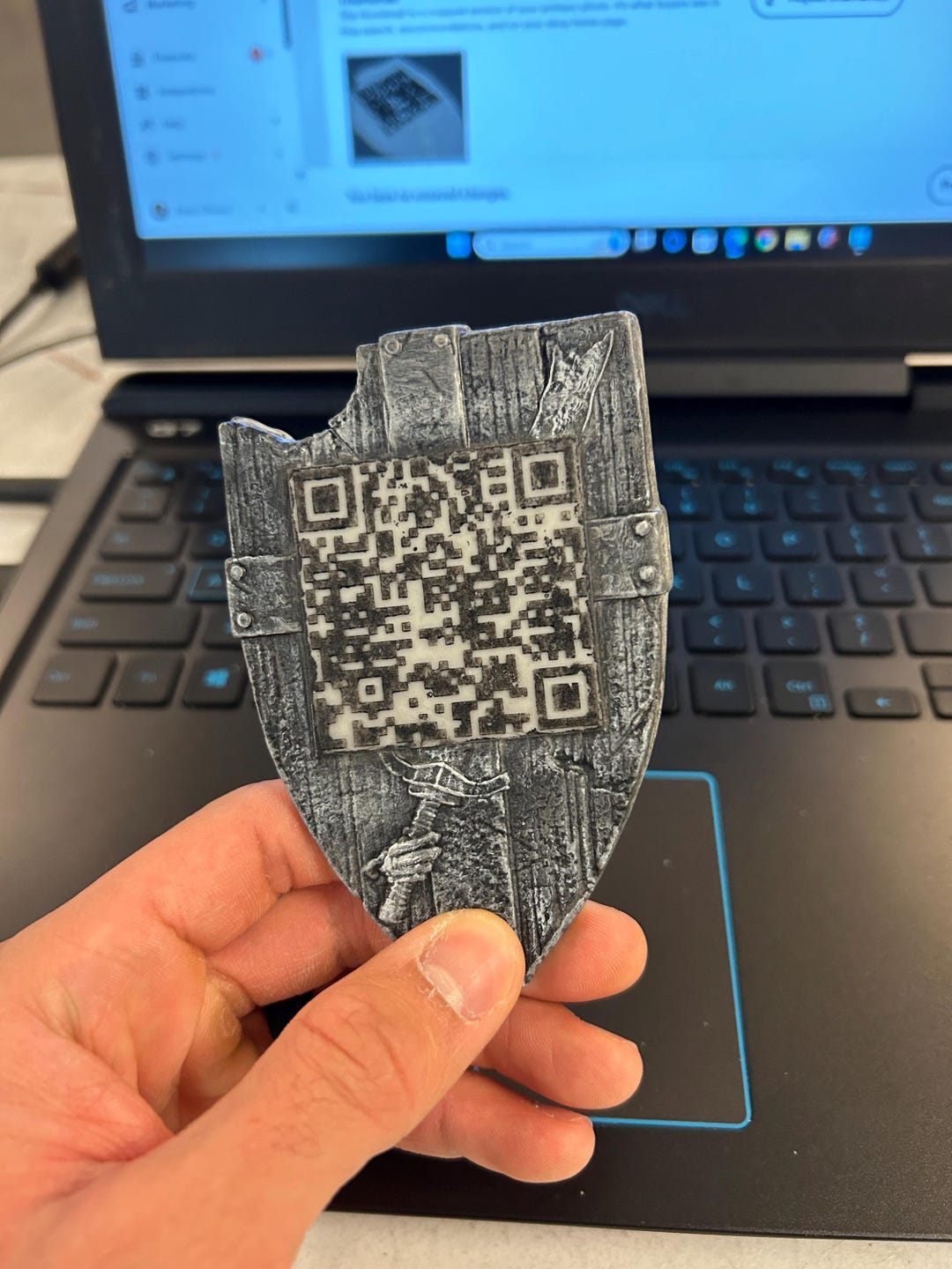 Custom 3d-printed QR Code Shield Plaque | Personalized URL for ...