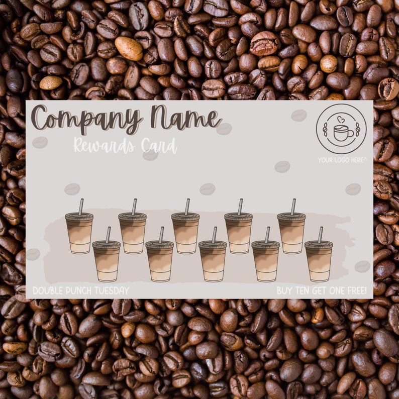 Coffee Reward, Loyalty, Punch Cards Png, Front and Back - Etsy