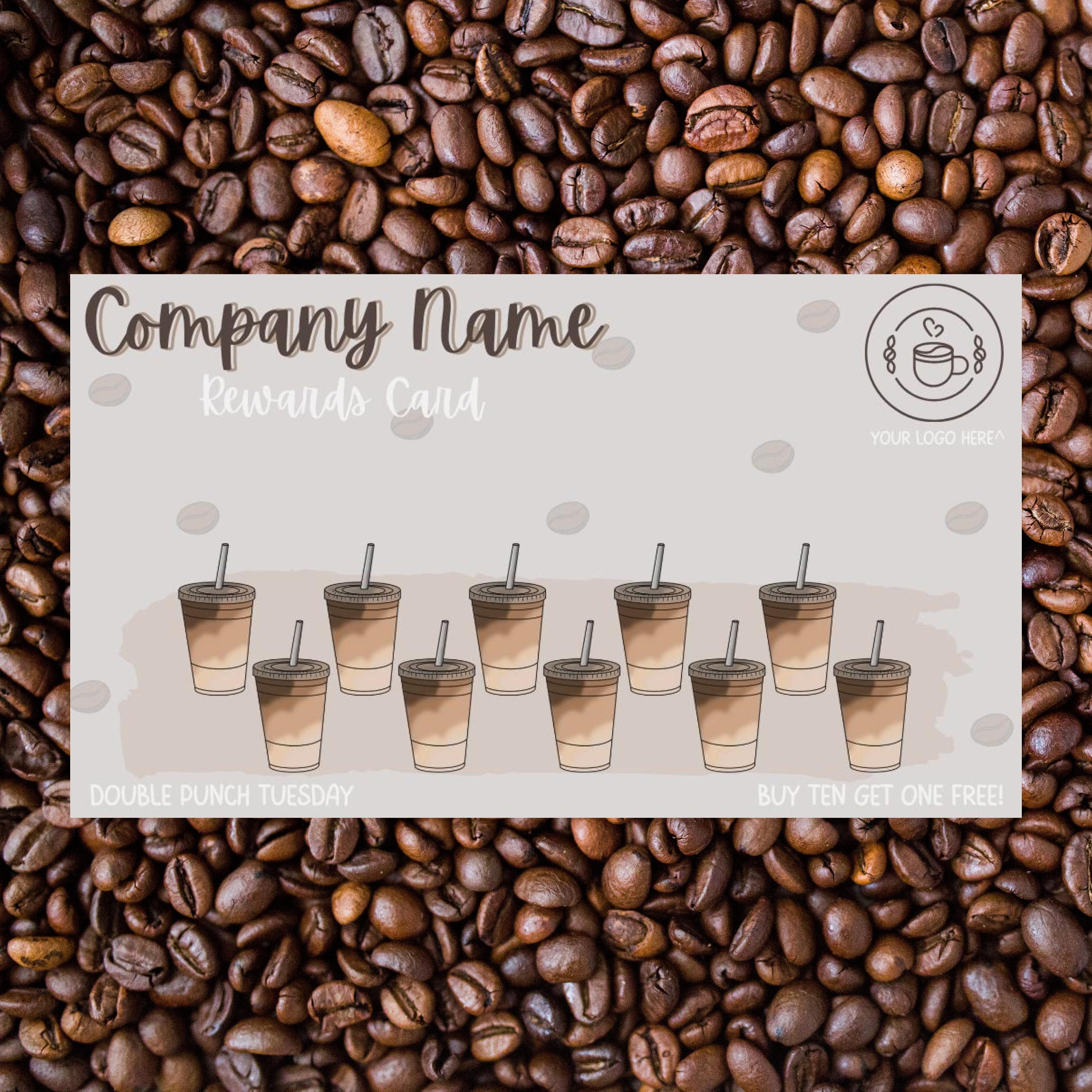 Coffee Reward, Loyalty, Punch Cards Png, Front and Back - Etsy