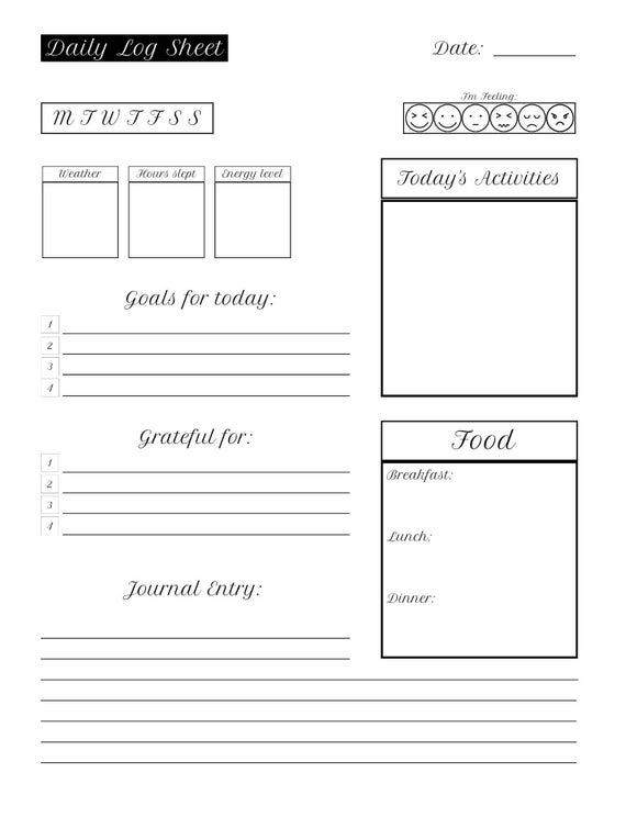 Printable Daily Mood Log Pages With Yearly Calendar Log - Etsy