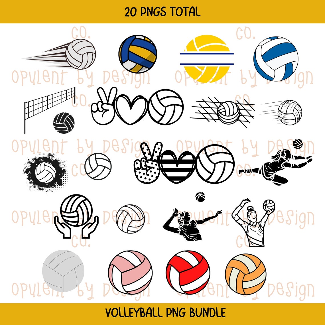 Volleyball PNG Bundle, Set of 20, Volleyball, Girls Playing Volleyball ...