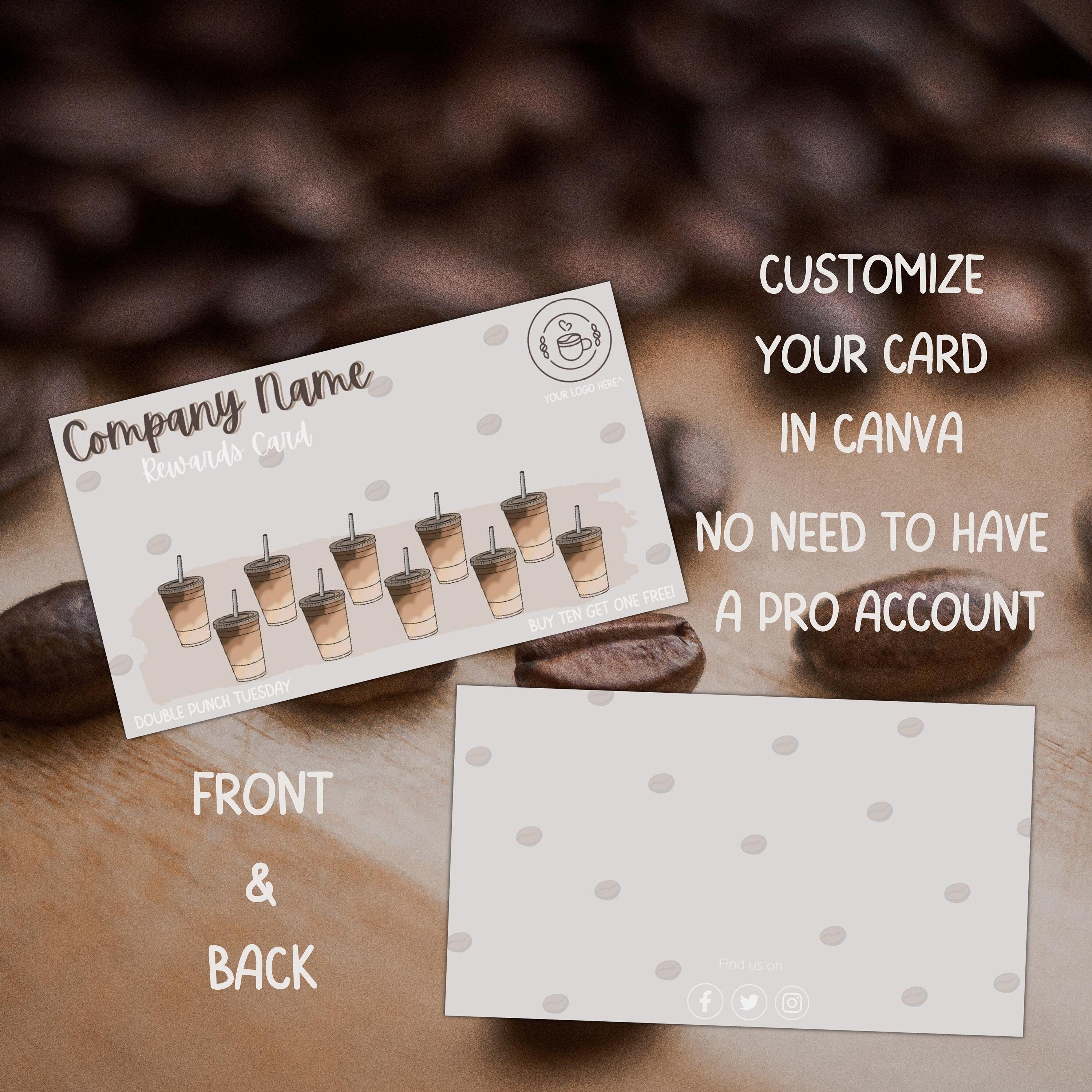 Coffee Reward, Loyalty, Punch Cards Png, Front and Back - Etsy