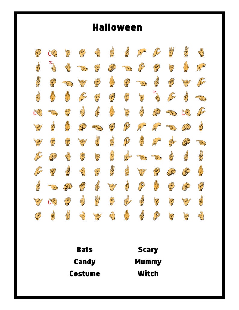 Printable ASL Word Search Set 1 - Etsy