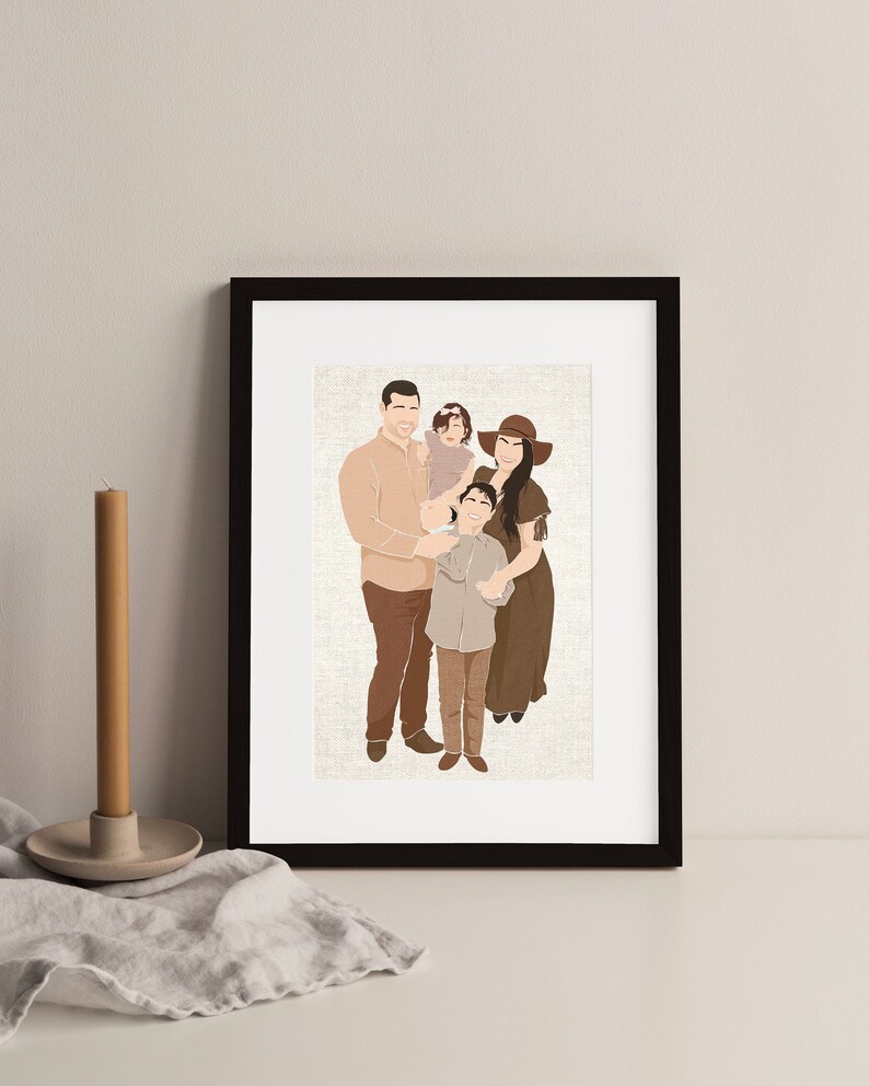 Custom Textured Family Illustration Personalised Gift - Etsy