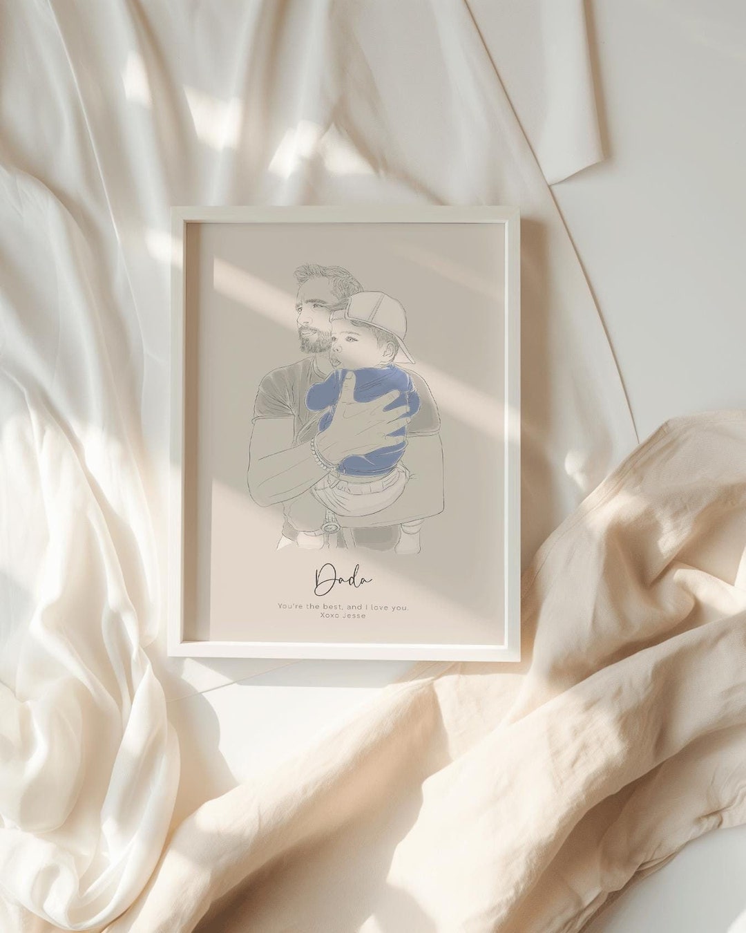 Fatherhood Custom Portrait Sketch | Digital Printable Illustration ...