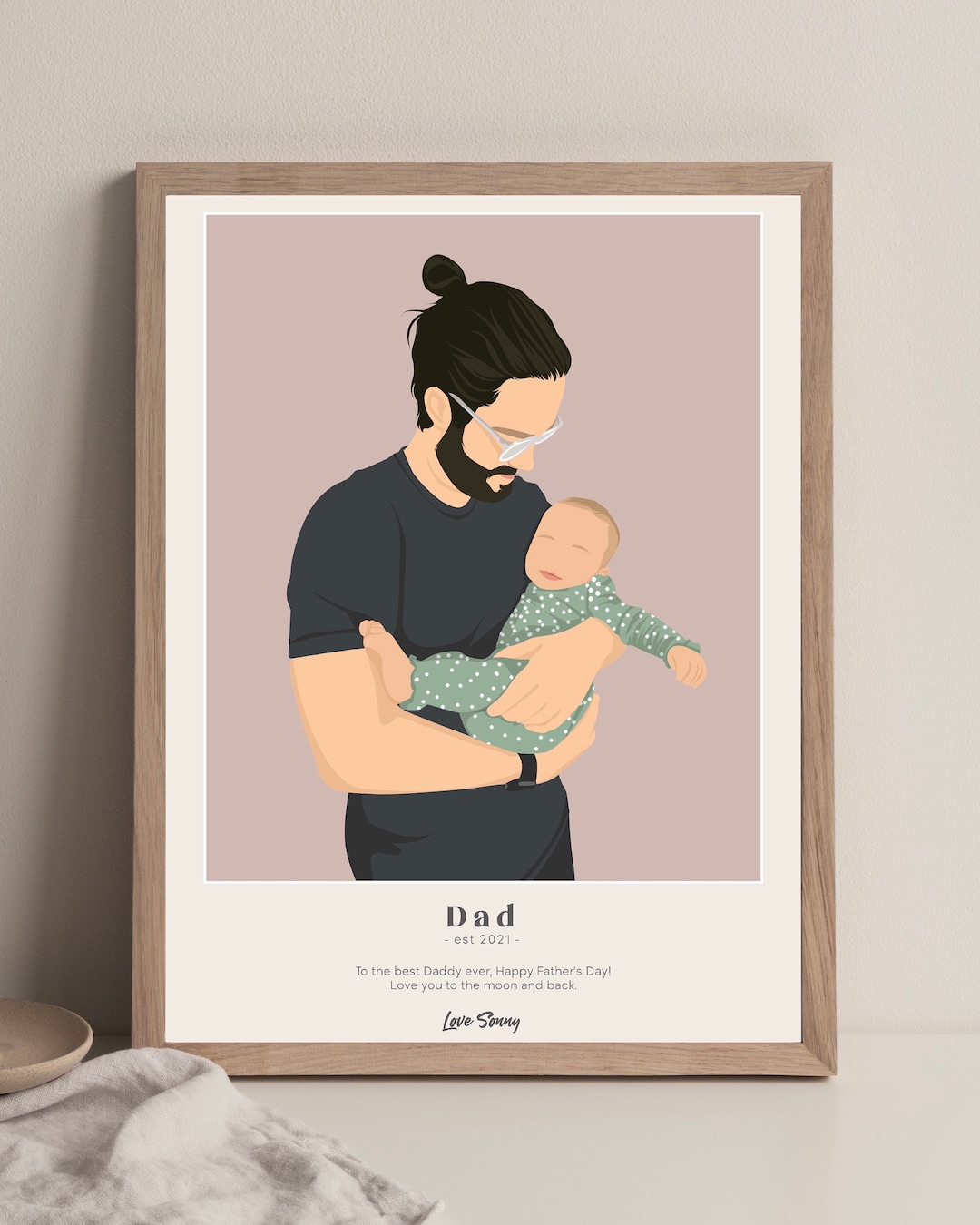 Personalised Dad Poster Father's Day Gift Digital Illustration ...