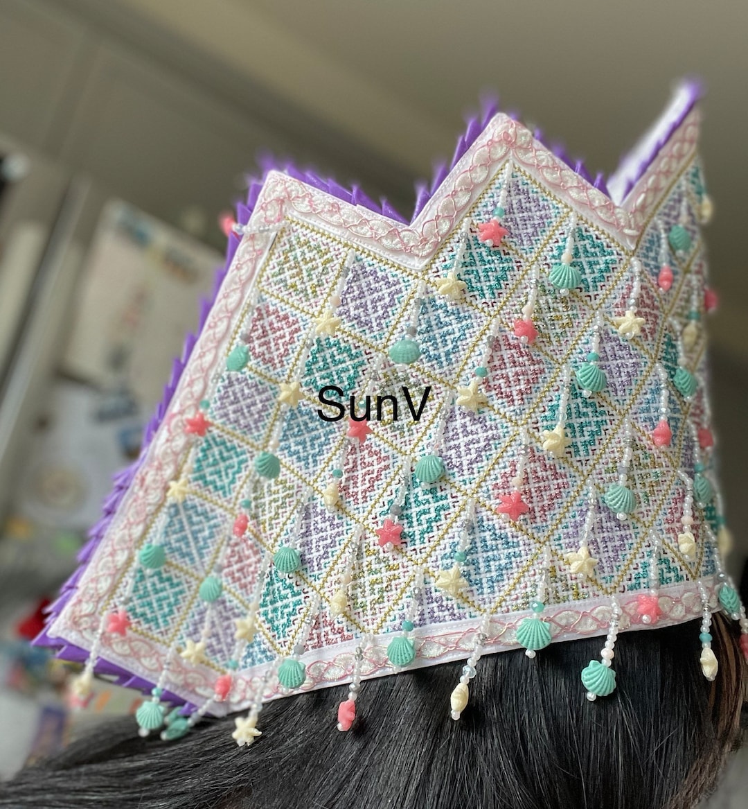 Mermaid Color Metallic Hmong Princess Hat Pattern, Digital Download - Etsy