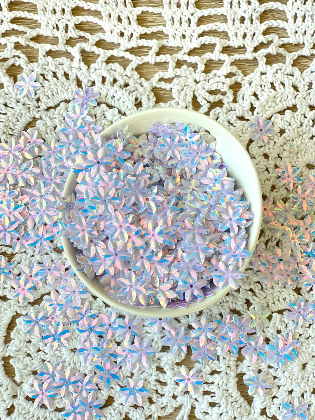 White AB Iridescent Flower Sequins, About 250 Pcs - Etsy