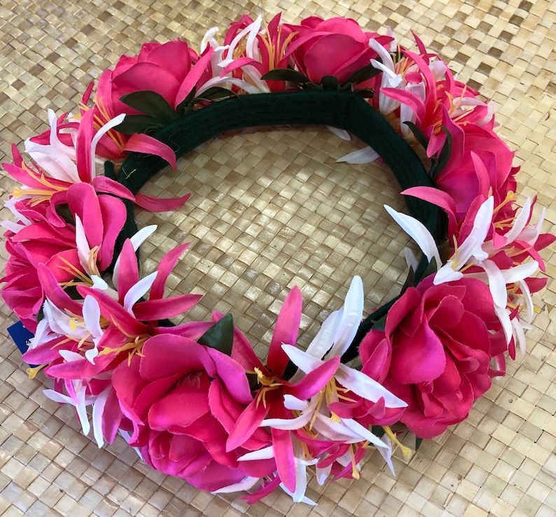 Rose and Spider Lei Po'o (haku Lei)- Artificial - Etsy