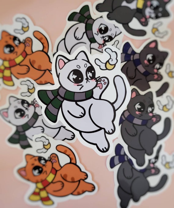 Hogwarts House Inspired Stickers House Cats Stickers, Labels & Tags ...