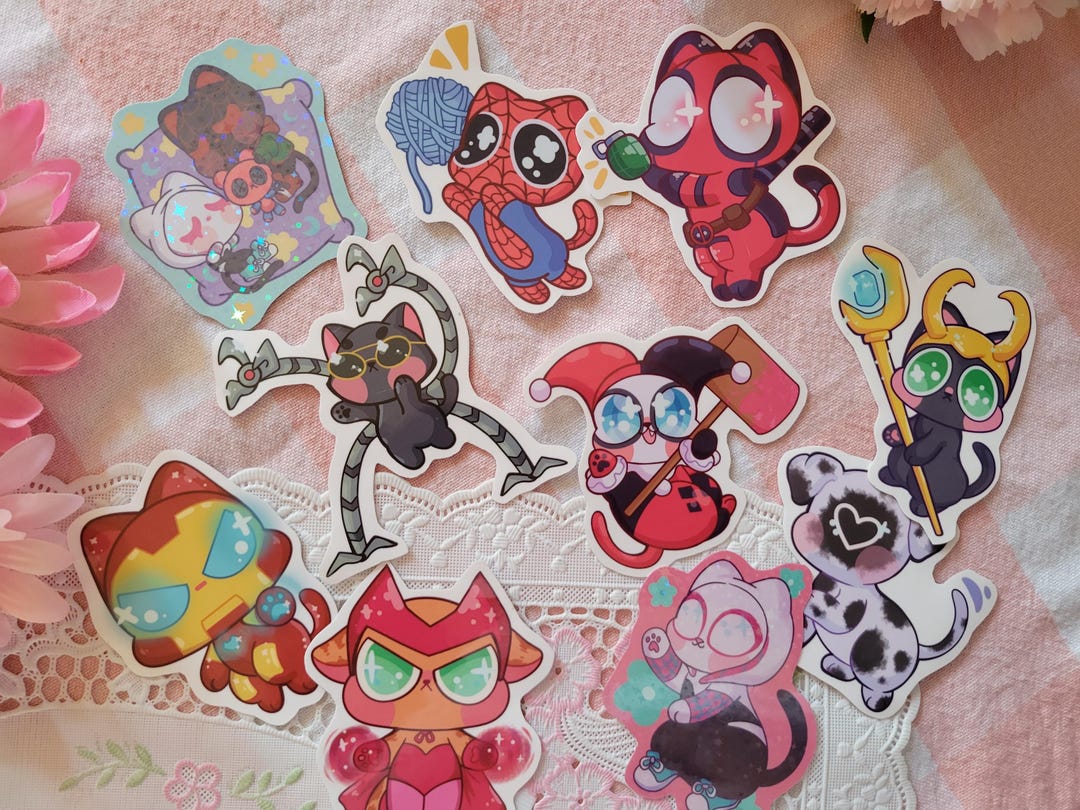 Hero and Villain Kitties - Glossy Stickers - Etsy