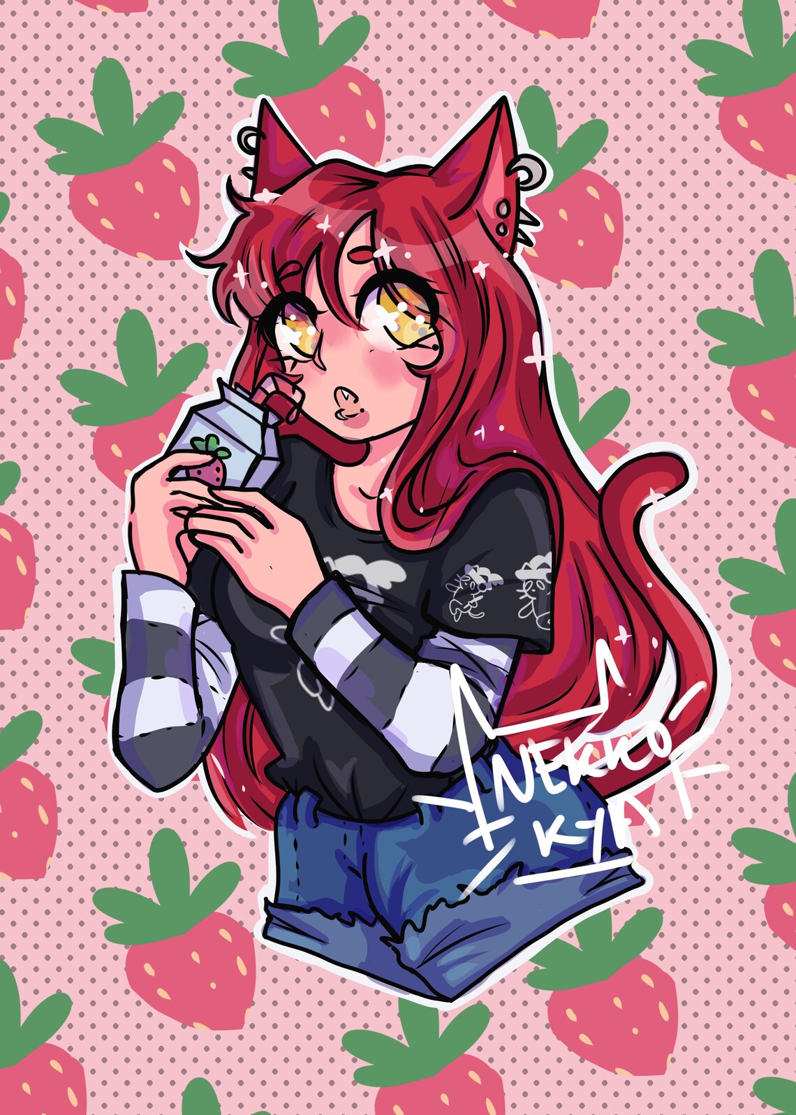 Punk Cat Art Print - Etsy