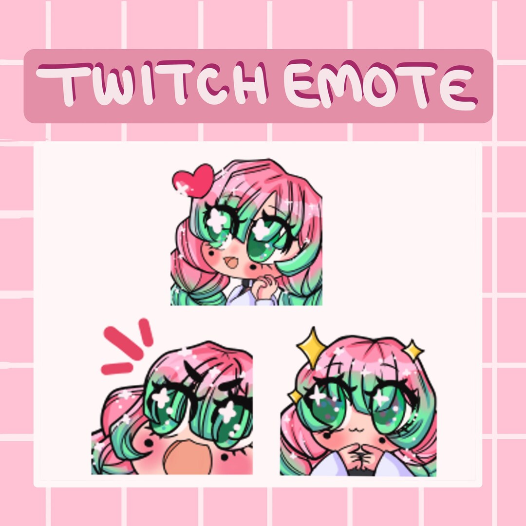 Anime Girl Twitch Emote Emote Pack of 3 - Etsy