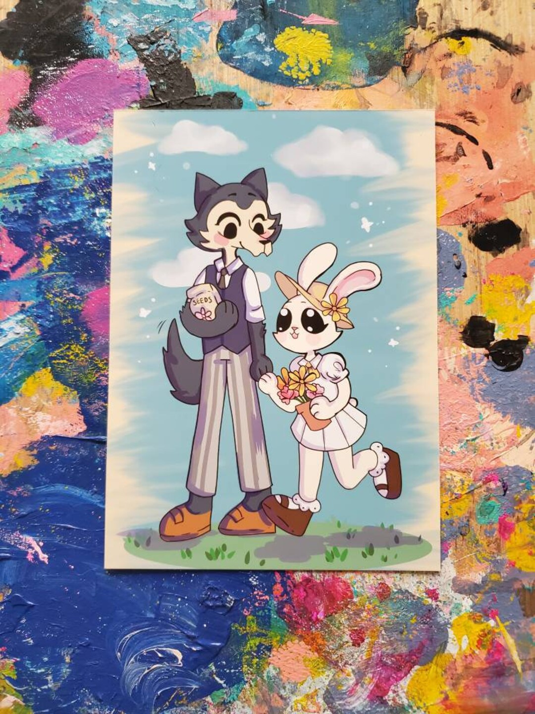 Cuddly Couple Gardening - Anime Art Print - Etsy