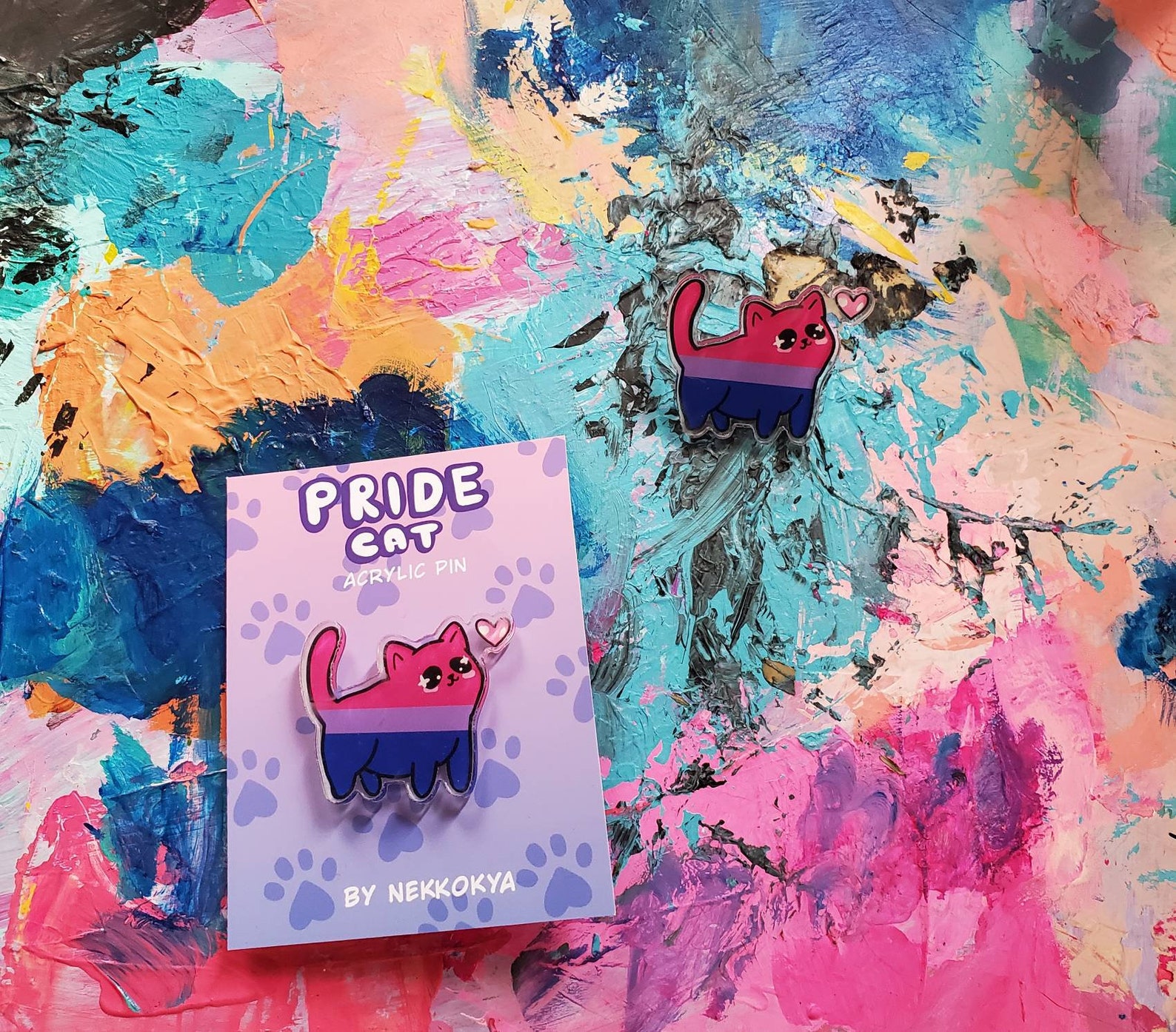Pride Cat Bisexual Pride Cat Acrylic Pin | Etsy