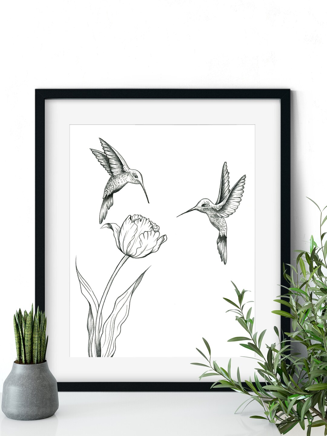 Hummingbirds - Tulip - Abstract Art - Unframed - Etsy
