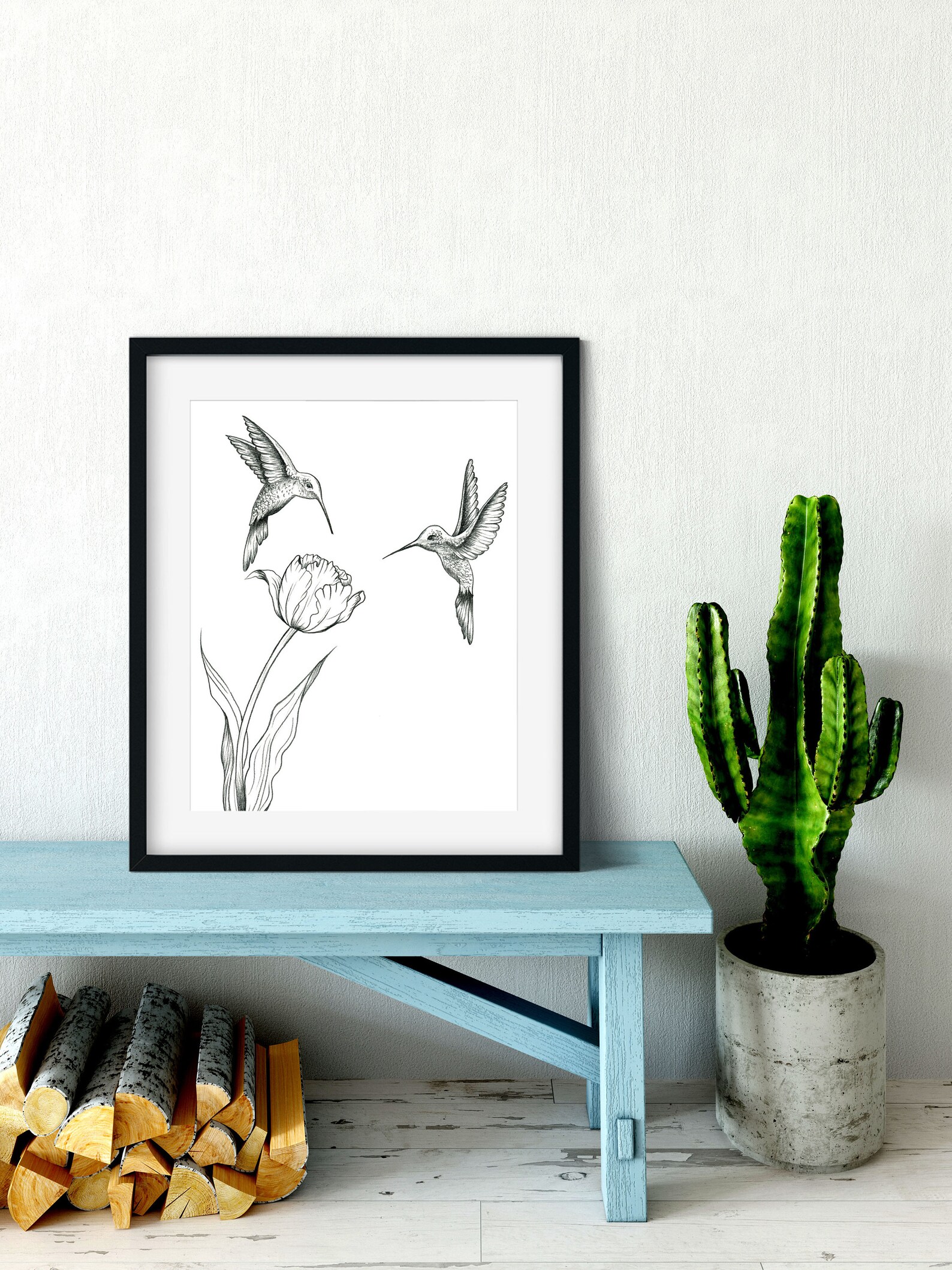 Hummingbirds - Tulip - Abstract Art - Unframed - Etsy