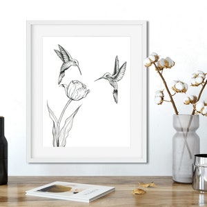 Hummingbirds - Tulip - Abstract Art - Unframed - Etsy