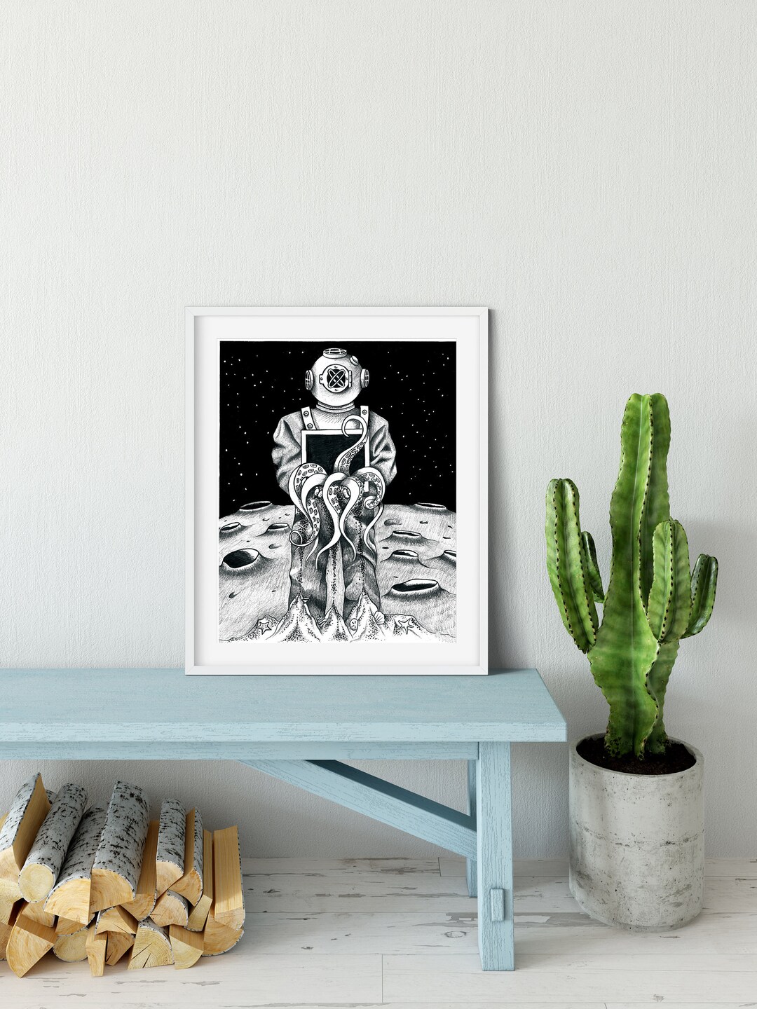 Deep Dive - Scuba Diver - Moon - Abstract Art - Unframed - Etsy