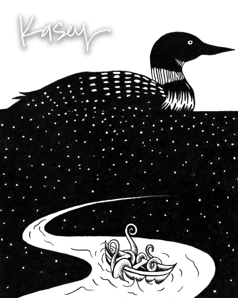 Canoe With Caution - Loon - Abstract Art - Unframed - Etsy