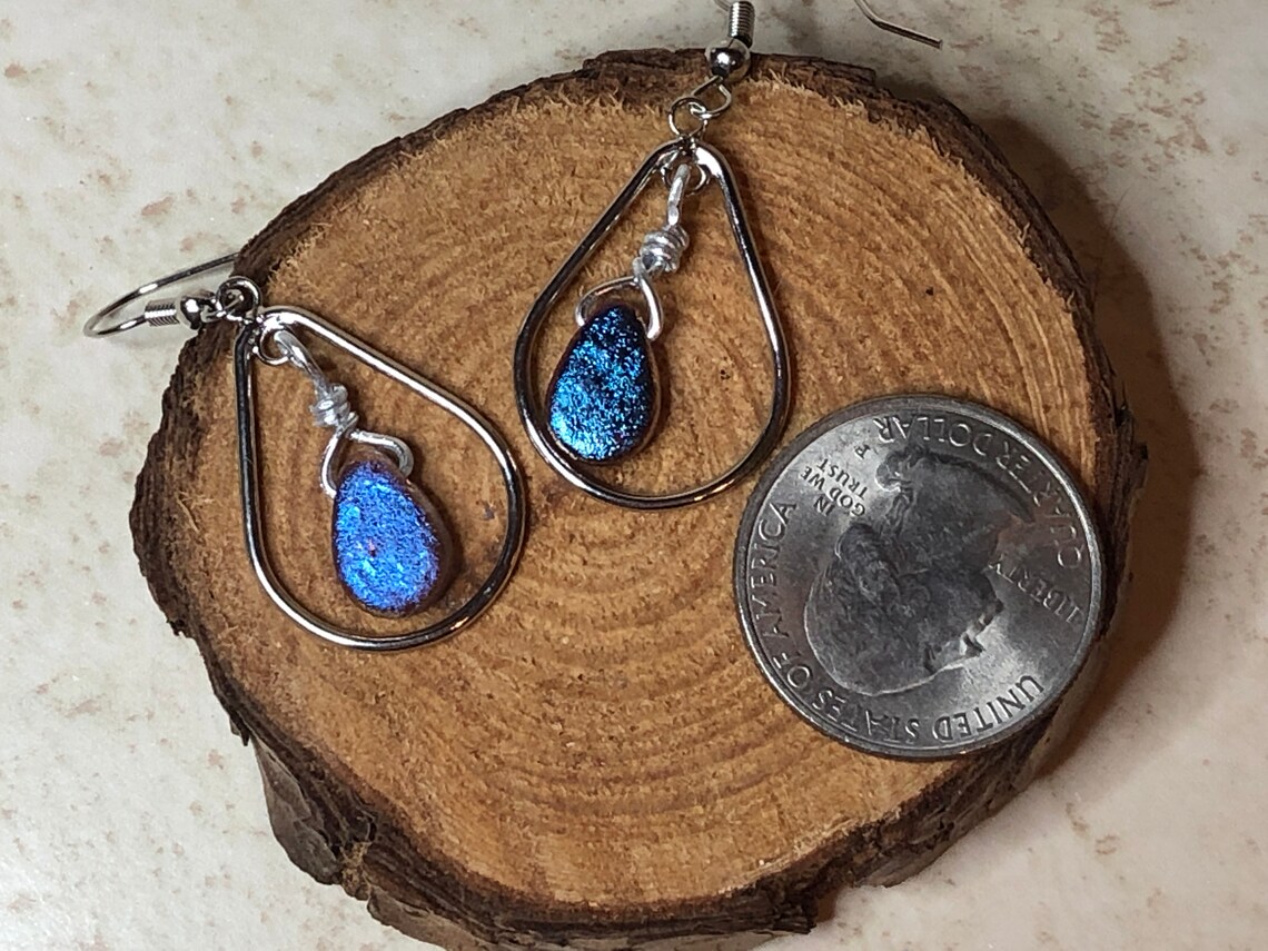 Silver Tear Drop With Iridescent Stone Accent - Etsy