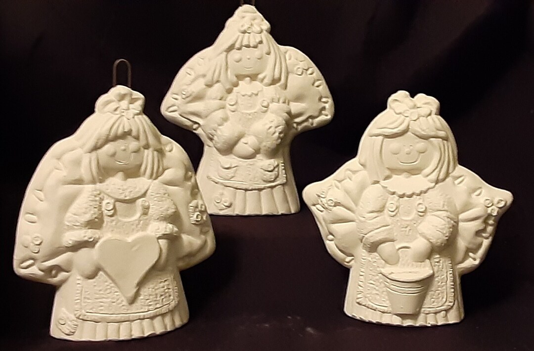 Country Angels, Set of Three, Unpainted Ceramic Bisque - Etsy