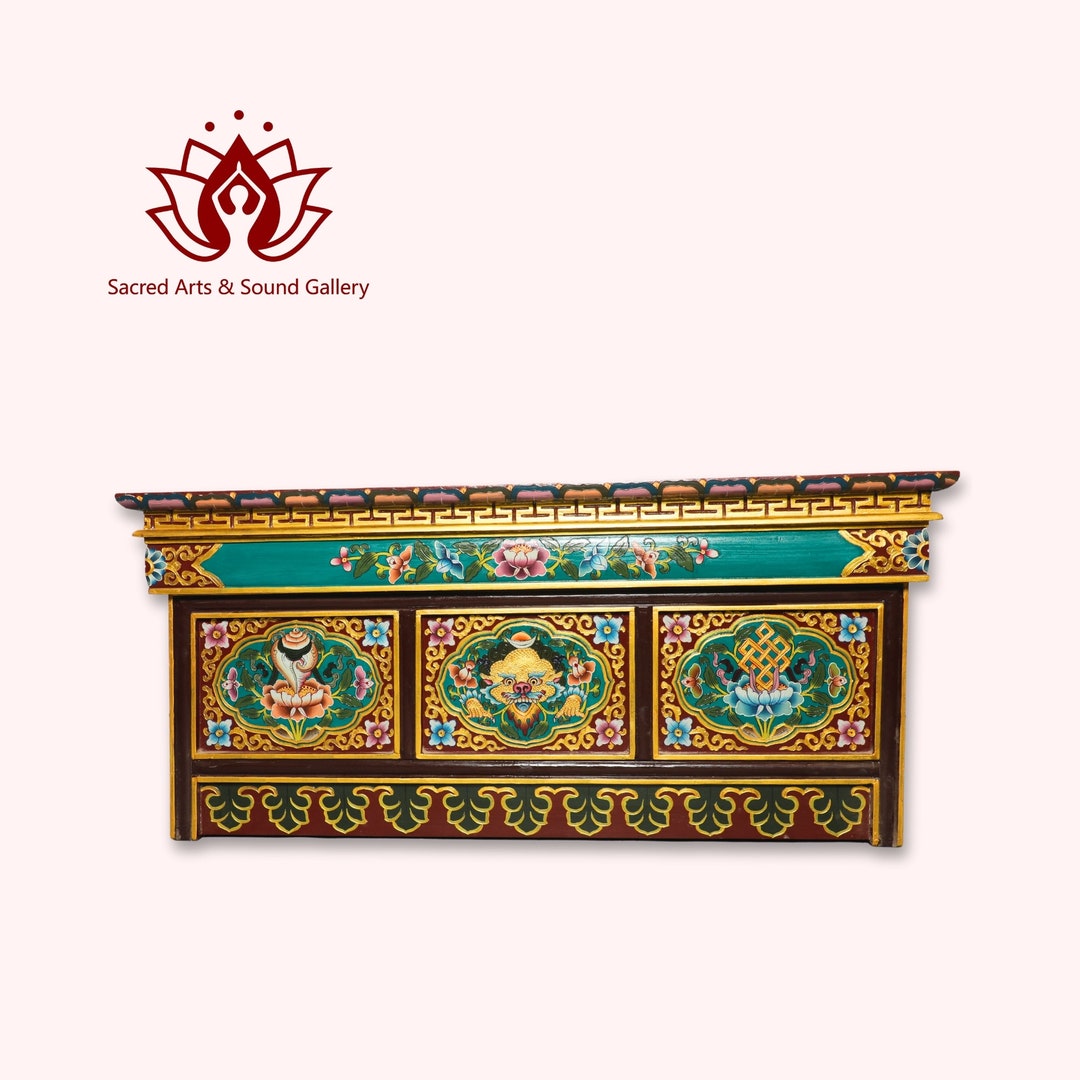 Handmade Tibetan Table | Foldable, Astamangal Face, Solid Wood - Etsy