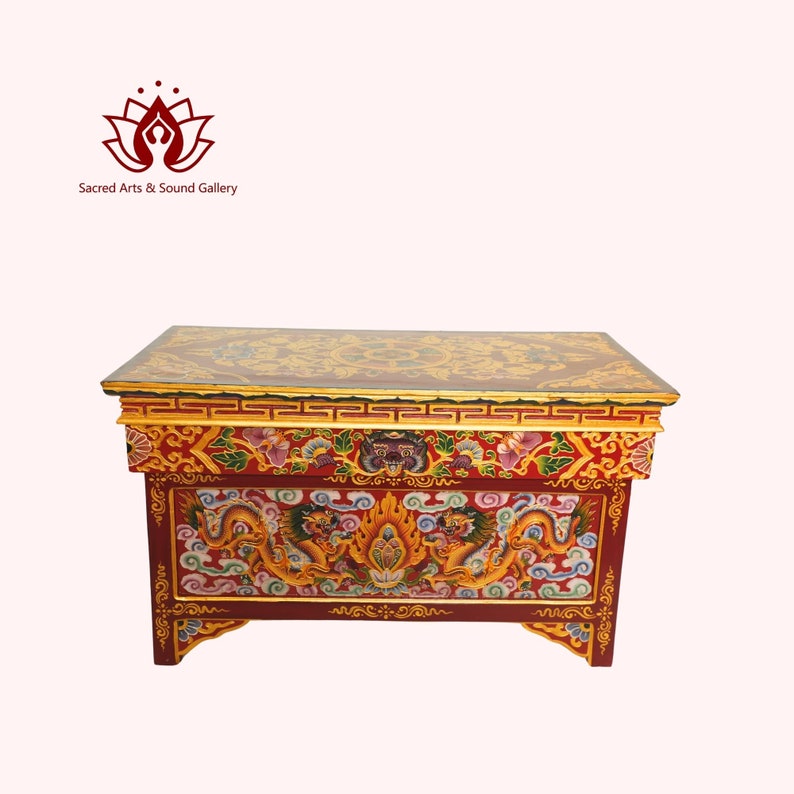 Buddhist Hand-painted Alter Table With Inner Compartment, Hand-painted ...