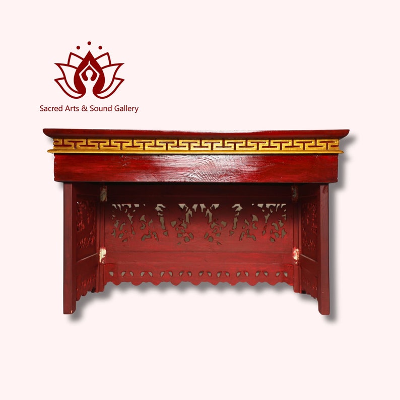 24 Inch Tibetan Hand-carved Painted Buddhist Altar Table Foldable Puja ...