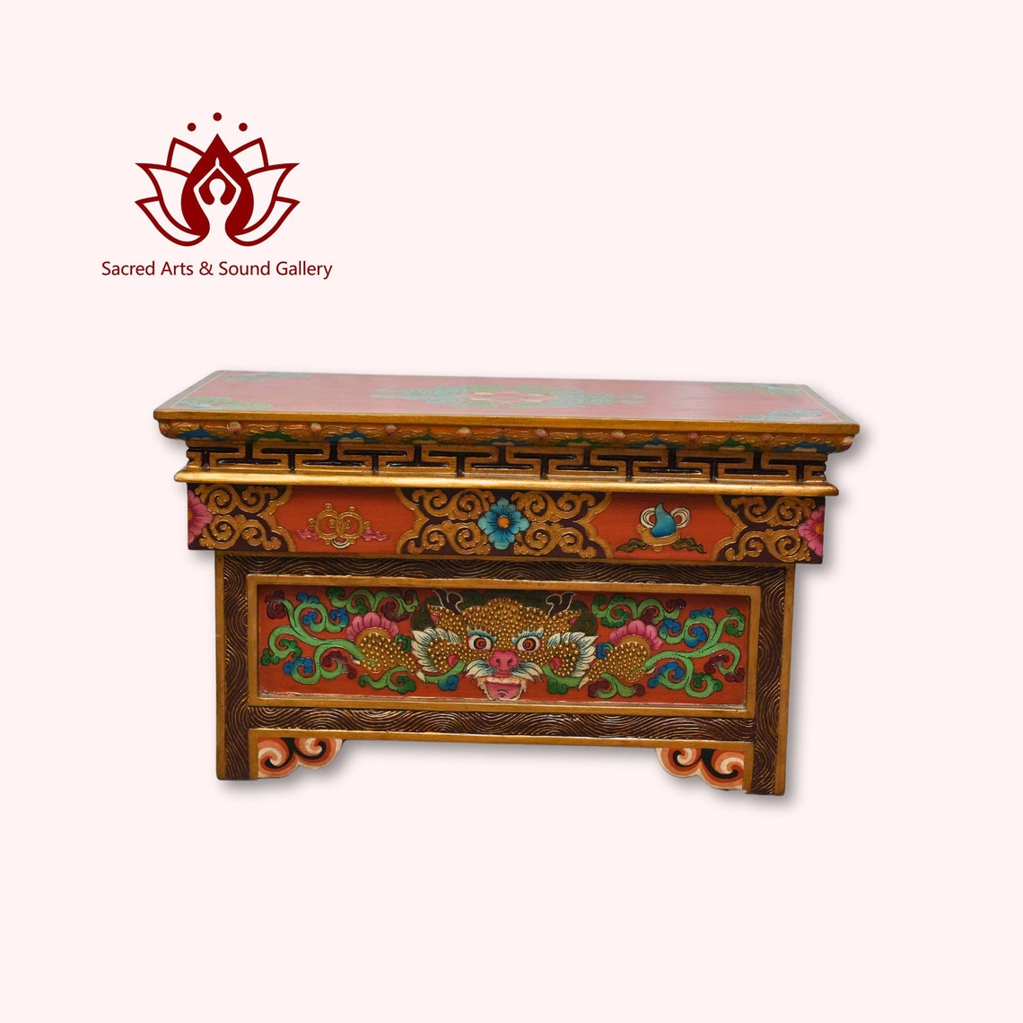 24 Inch Handmade Cheppu Table | Tibetan Buddhist Table | Hand-painted ...