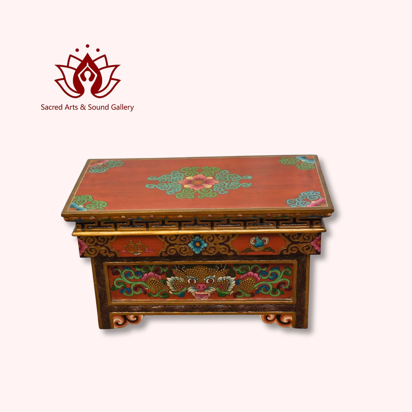 24 Inch Handmade Cheppu Table | Tibetan Buddhist Table | Hand-painted ...