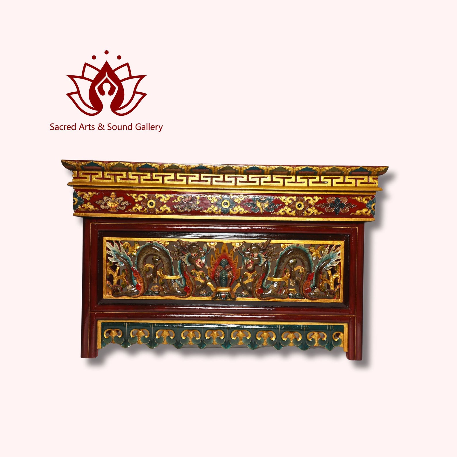 24 Inch Tibetan Hand-carved Painted Buddhist Altar Table Foldable Puja ...