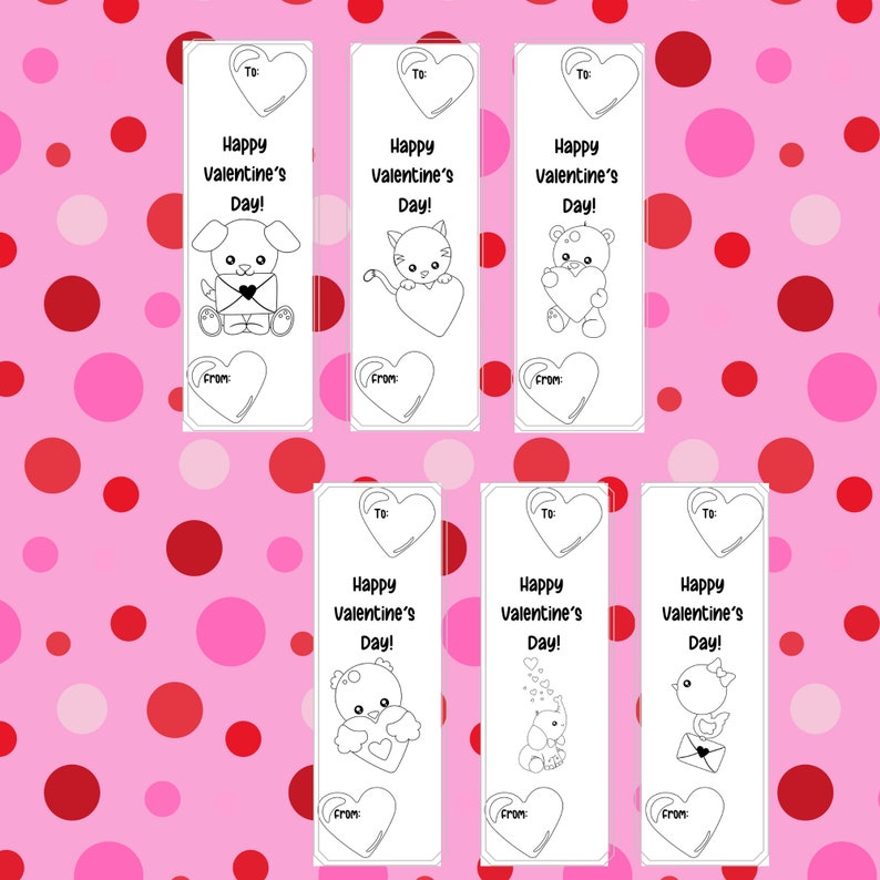 Coloring Bookmarks Valentine's Day Cards - Etsy