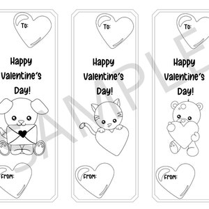 Coloring Bookmarks Valentine's Day Cards - Etsy