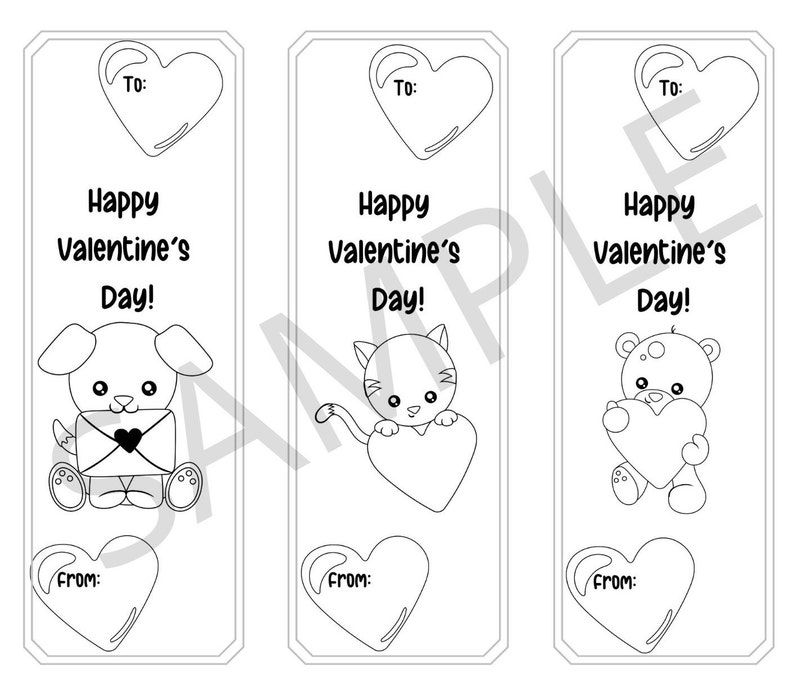 Coloring Bookmarks Valentine's Day Cards - Etsy