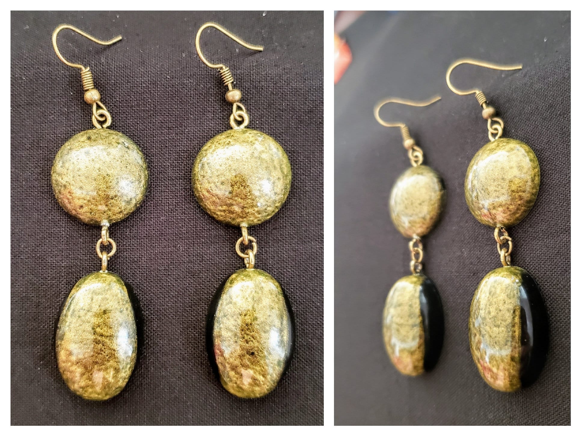 Pittsburgh Gold | Two-piece Dangling Resin Earrings | Vibrant ...