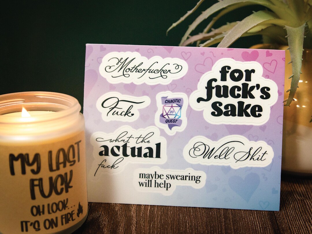 Swearing Sticker Sheet – 6 Funny Vinyl Stickers With Cursing ...