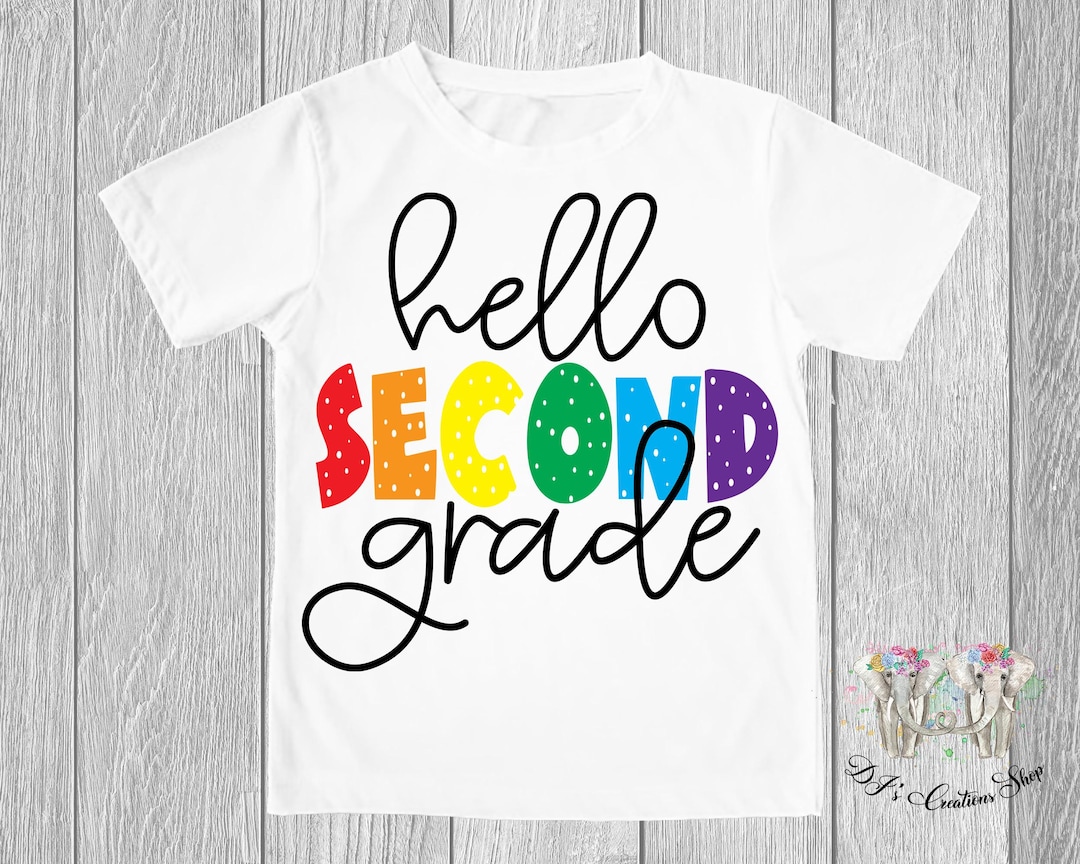 Hello Second Grade SVG PNG: Kids T-shirt Design (digital Download) - Etsy