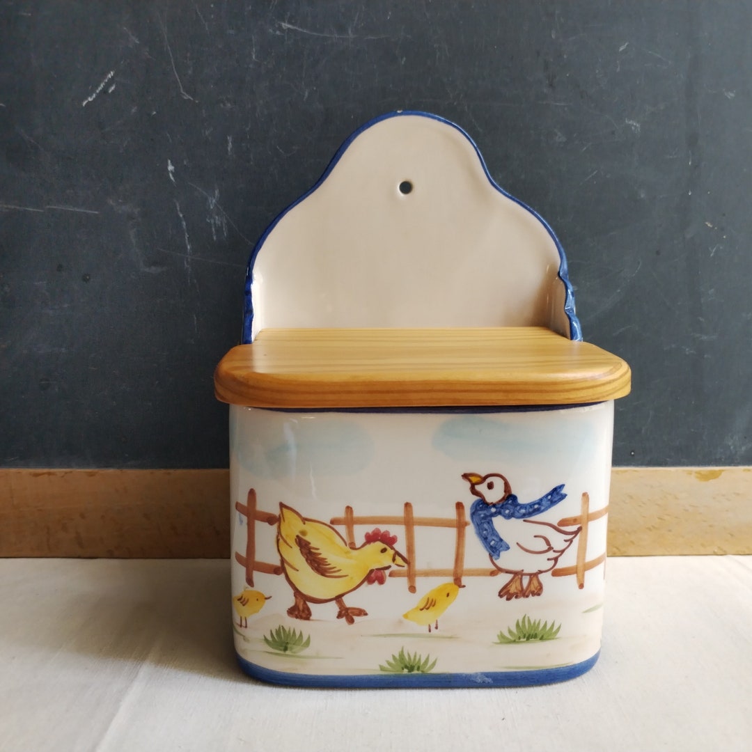 French Salt Box, Vintage Country Wall Hanging Storage Canister - Etsy