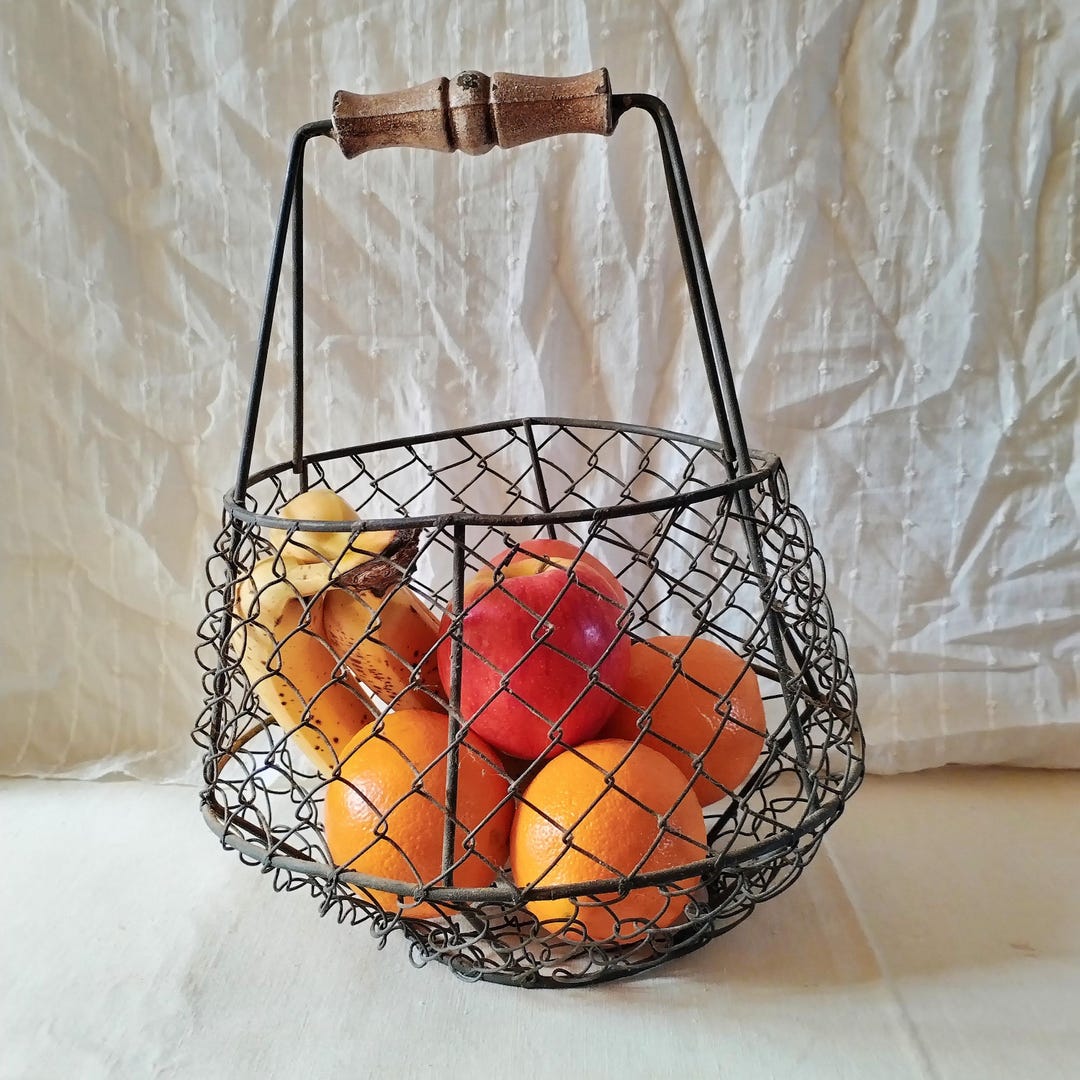 Vintage French Wire Basket, Rustic Kitchen Storage or Garden Trug - Etsy