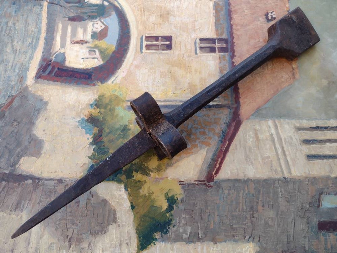 Antique Scythe Anvil, French Primitive Hand Forged Wrought Iron Garden ...