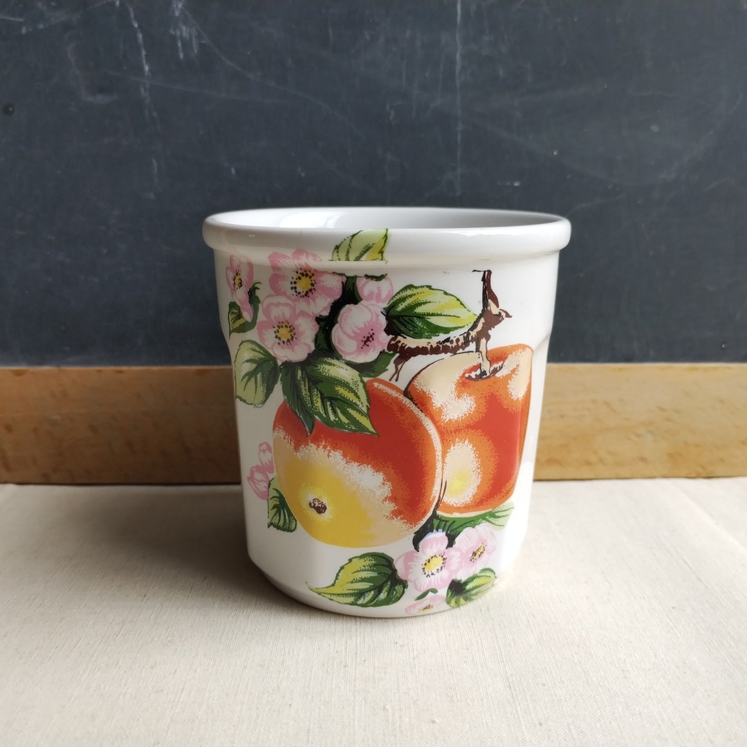 Vintage Apple Jam Pot, French White Faceted Porcelain Jam Jar by REVOL ...