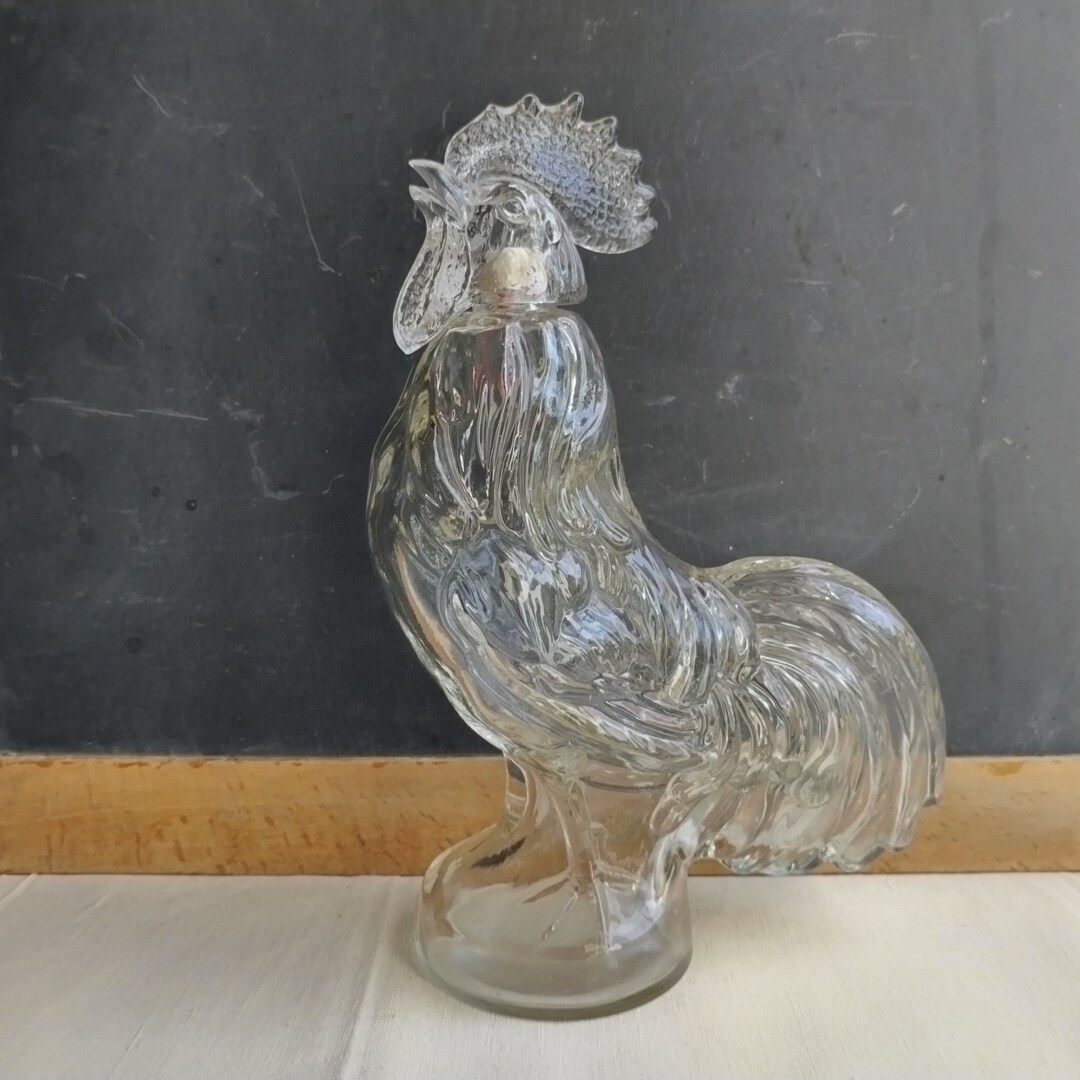 French Rooster Bottle, Vintage Barware, Glass Liquor Decorative Carafe ...