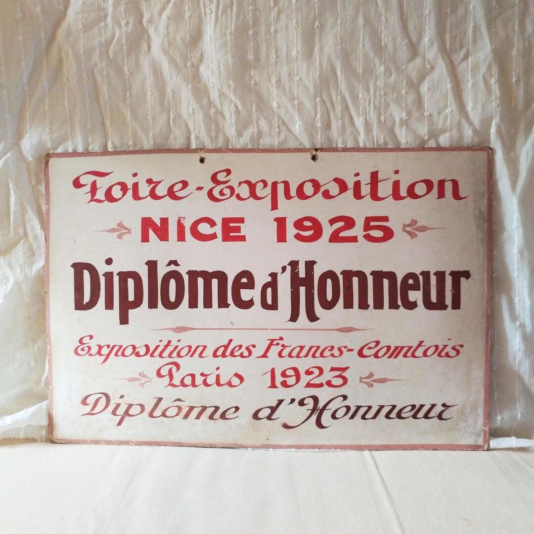 French Antique Hand-painted Cardboard Sign - 1930s Advertising Panel ...