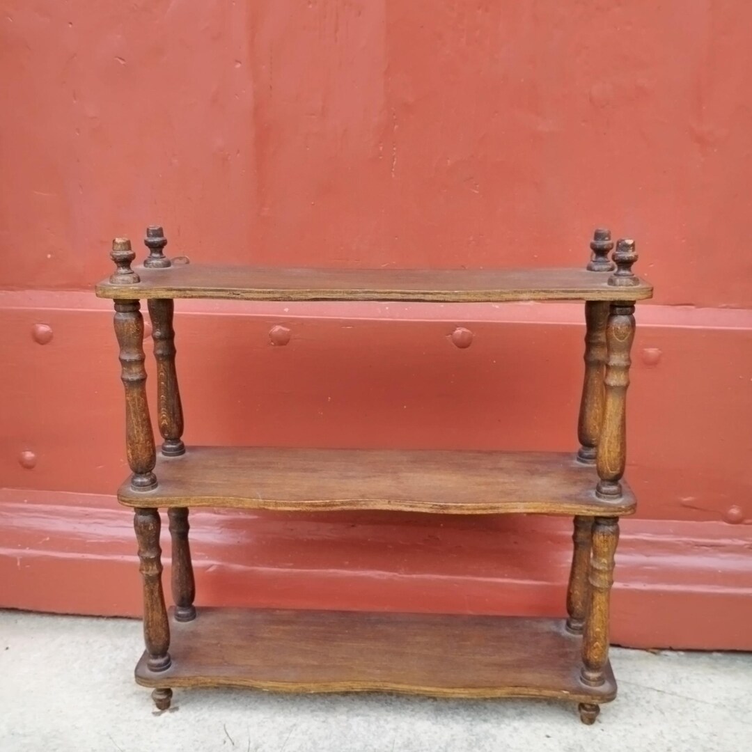French Vintage Wall Shelf, Small Wood Shelving Unit, Country Cottage ...